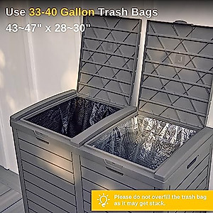 EAST OAK 76 Gallon Outdoor Trash Can | Waterproof Resin Garbage Can with Tiered Lid & Drip Tray | Outside Trash Bin for Patio | Kitchen, Backyard & Deck | Gray Color