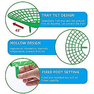 codree 10 Pack Strawberry Plant Supports, Strawberry Plant Stand with 3 Sturdy Legs, Strawberry Growing Racks, Strawberry Growing Frame, Protecting Strawberry Plants from Mold, Rot and Dirt, Green