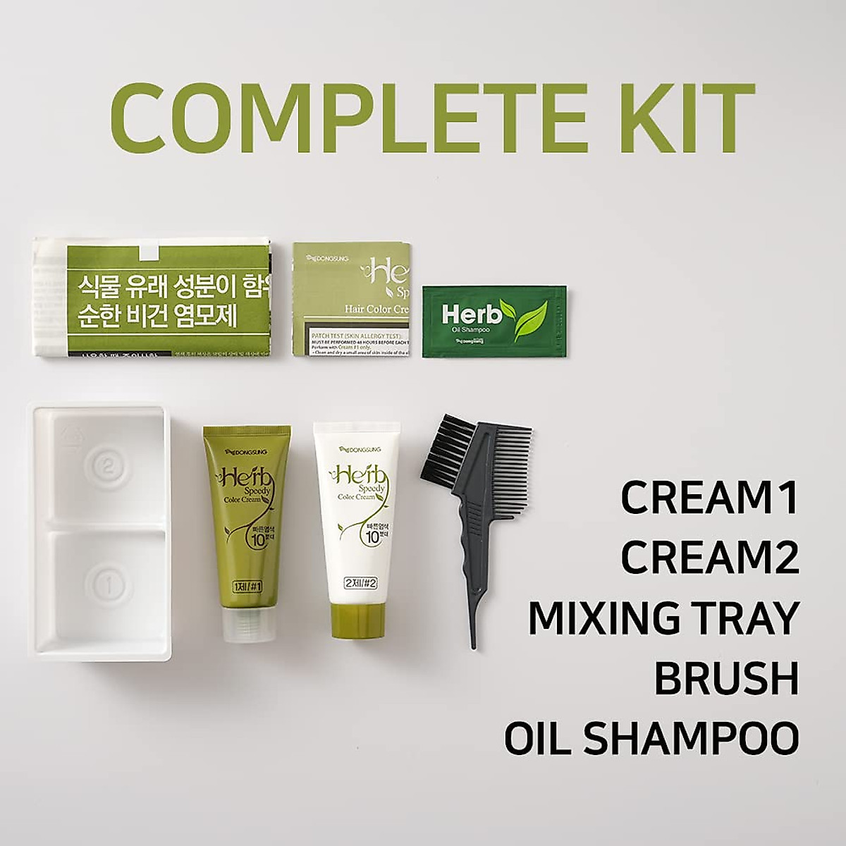 DONGSUNG Herb Speedy Color Cream (Natural Black, 1 Pack), PPD-Free Ammonia-Free Vegan Hair Dye with Sun Protection, Odorless, Gentle for Sensitive Scalp, No Eye or Scalp Irritation