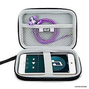 USA GEAR Hard Shell iPod Travel Case Compatible with Apple iPod Touch (7th Generation, 6th Generation, 5th Generation), MP3 Player Case iPod Case with Water Resistant Exterior, Wrist Strap - Black