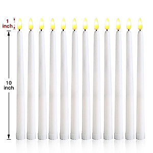duduta White Flameless Taper Candles with Remote, Flickering Realistic LED Battery Operated Candlesticks Set of 12