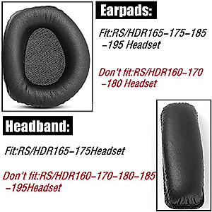 Upgrade Earpads Ear Cushion Protein Leather RS165 RS175 Replacement Compatible with Sennheiser HDR165 HDR175 Wireless Headset Headband Memory Foam