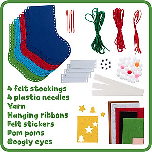 READY 2 LEARN Christmas Crafts - Create Your Own Christmas Stockings - Set of 4 - Christmas Decorations for Home - All Materials Included