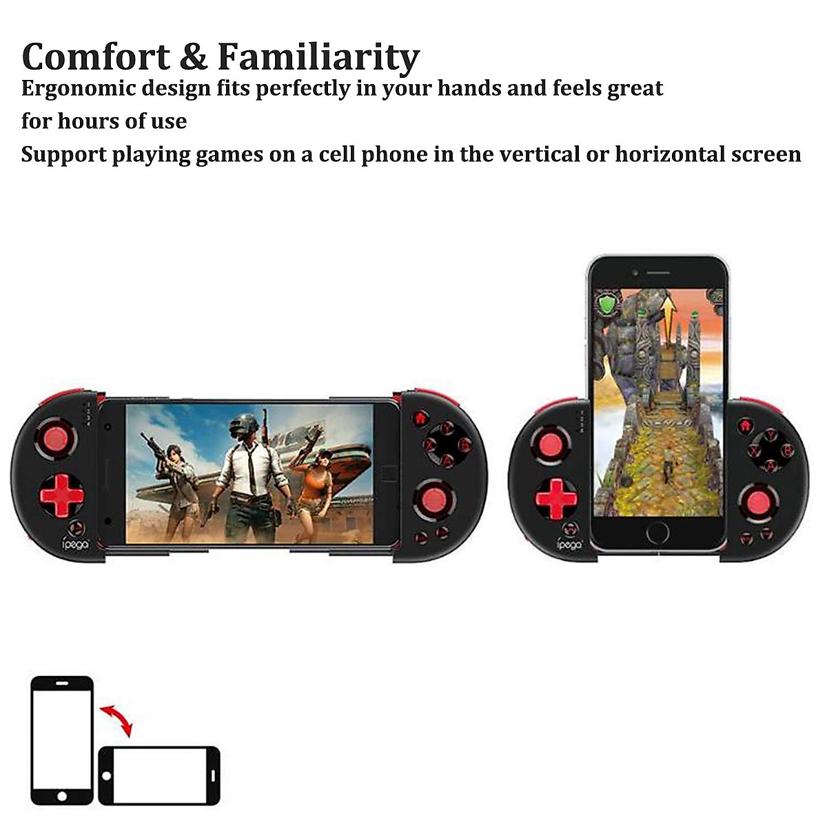 Ipega PG-9087S Wireless Game Controller, Retractable Telescopic PUBG Mobile Controller Joystick Gamepad for Android/iOS Smartphones/Tablets/Smart TV