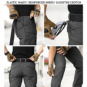 NAVEKULL Men's Work Cargo Pants for Men Rip Stop Tactical Pants Outdoor Hiking Camping Travel Pants Lightweight Water Resistant Waterproof Military Army Combat Trousers with Zipper Pockets Dark Gray