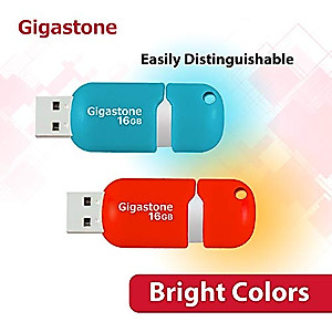 Gigastone V10 16GB 5-Pack USB 2.0 Flash Drive Thumb Drive Memory Stick Pen Drive Capless Retractable Design (Multi Color)