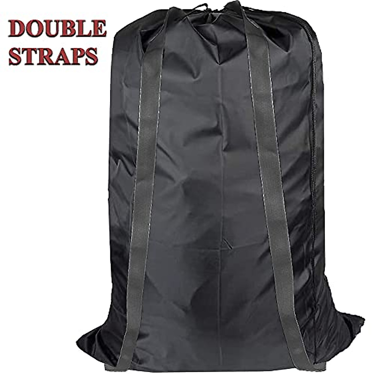Laundry Bag with Strap, Machine Washable Large Dirty Clothes Organizer, Clothes Storage Easy Fit a Laundry Hamper or Basket, Can Carry Up to 4 Loads of Laundry, Bonus Reusable Tote (Black - Hot Pink)