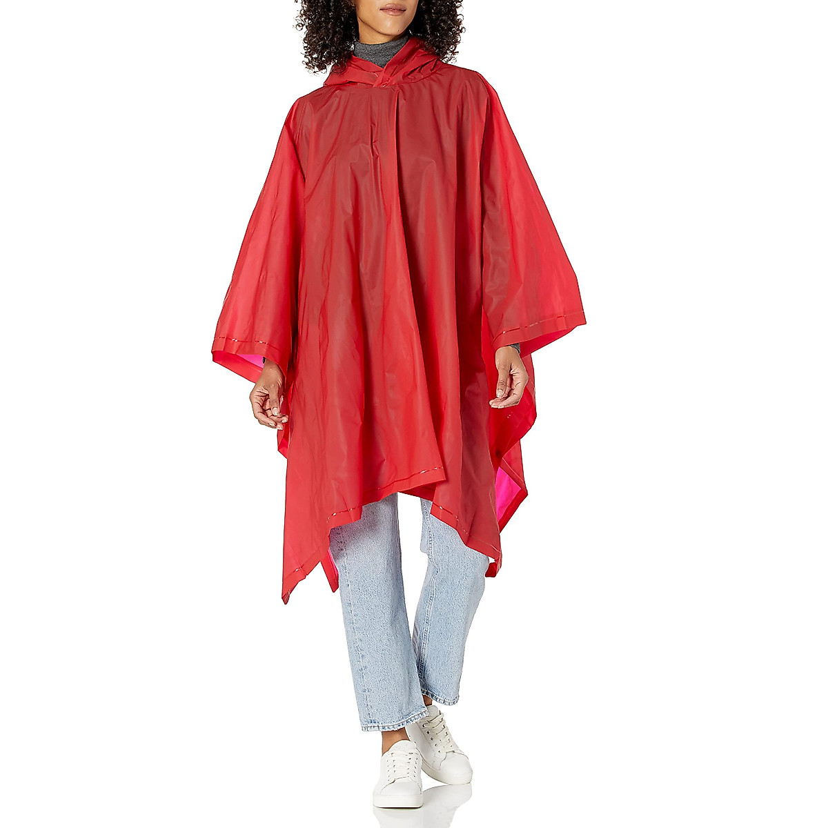 Totes One Size Reusable, Compact & Travel-Friendly, Pullover Hood, Easy Snap, Lightweight, Red