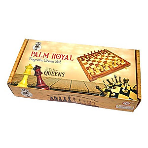 PALM ROYAL HANDICRAFTS Rosewood Magnetic Wooden Chess Set-2 Extra Queens-Folding Board, Handmade Portable Travel Chess Board Game Sets - Chess Set for Kids and Adults(10x10 Inches)