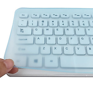 2 Pack Universal Computer Desktop Keyboard Cover Skin for Standard Size PC Computer Desktop Keyboards (Size: 17.52" x 5.51") Clear Waterproof Anti-Dust Silicone-Blue