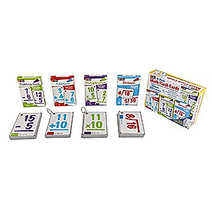 Regal Games - Four-Pack Variety Math Flash Cards - Addition, Subtraction, Multiplication, Division Practice - Classroom, Homework, Study Supplement - Includes 2 Binder Rings - 208 Cards