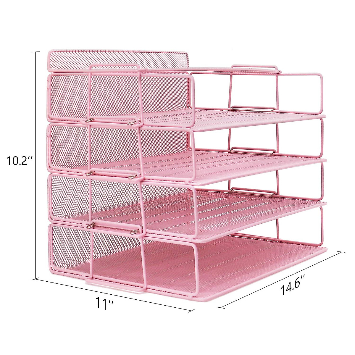 LUCYCAZ Paper Tray - Letter Tray Desk Organizer, 4 Tier Stackable Paper Tray Pink File Organizer for School and Office