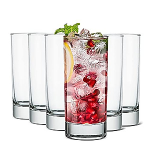 LUXU Premium Highball Drinking Glasses (Set of 6)-8 oz Tom Collins Glasses,Clear Tall Glass Cups,Cute Cocktail Glasses,Lead-free Water Glasses Bar Glassware for Mojito Beverages and Mixed Drinks
