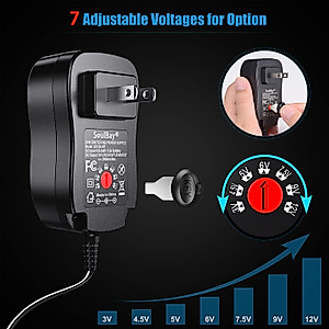SoulBay 24W Universal AC/DC Adapter 3V 4.5V 5V 6V 7.5V 9V 12V 2A Power Supply for LED Light Strip Router HUB Speaker TV Box Household Electronics 1A 1.5A 2.0A 2000mA Amp Max, Center Positive