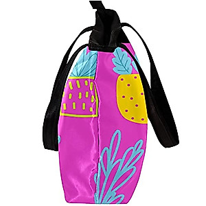 TBOUOBT Handbags for Women Fashion Tote Bags Shoulder Bag Satchel Bags, Pink Flowerpot Tropical Plant