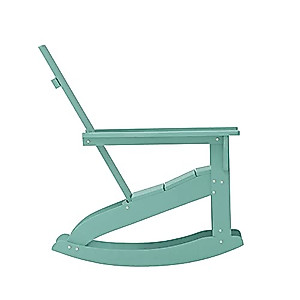 Flash Furniture Finn Modern Commercial Grade Poly Resin Wood Adirondack Rocking Chair - All Weather Sea Foam Polystyrene - Dual Slat Back - Stainless Steel Hardware