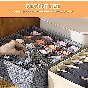 2 Pack 24 Cell Organizer Dividers for Drawer, Closet Storage Foldable Stackable Storage for Underwear, Socks and Belts