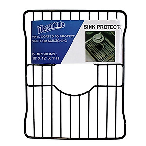 Dependable Industries Vinyl Coated Sink Protector Grid Black Insert Rack 10" x 12" x 1"H Size Small