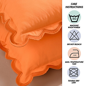 Folkulture Throw Pillow Covers 18x18, Throw Pillow for Couch Pillows for Living Room, Orange Throw Pillow Covers, Set of 2 Boho Throw Pillows, Accent Pillows, Decorative Pillow, Scalloped Pillow Cover