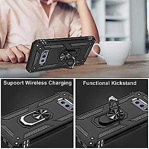 IKAZZ Galaxy S10e Case with Screen Protector,Military Grade Shockproof Cover Pass 16ft Drop Test with Magnetic Kickstand Car Mount Holder Protective Phone Case for Samsung Galaxy S10e Black