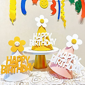 Daisy Balloons,Baby Shower Decoration Banners,Happy Birthday Cone Party Hats, Birthday Party Decorations for Girls Boys…