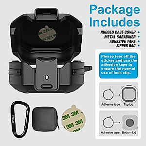 Valkit Compatible Galaxy Buds 2 Pro/Galaxy Buds 2/Galaxy Buds Pro/Buds Live Case with Lock, Full Body Protective Case for Men Women Shockproof Skin Cover for Samsung Earbuds with Keychain, Black