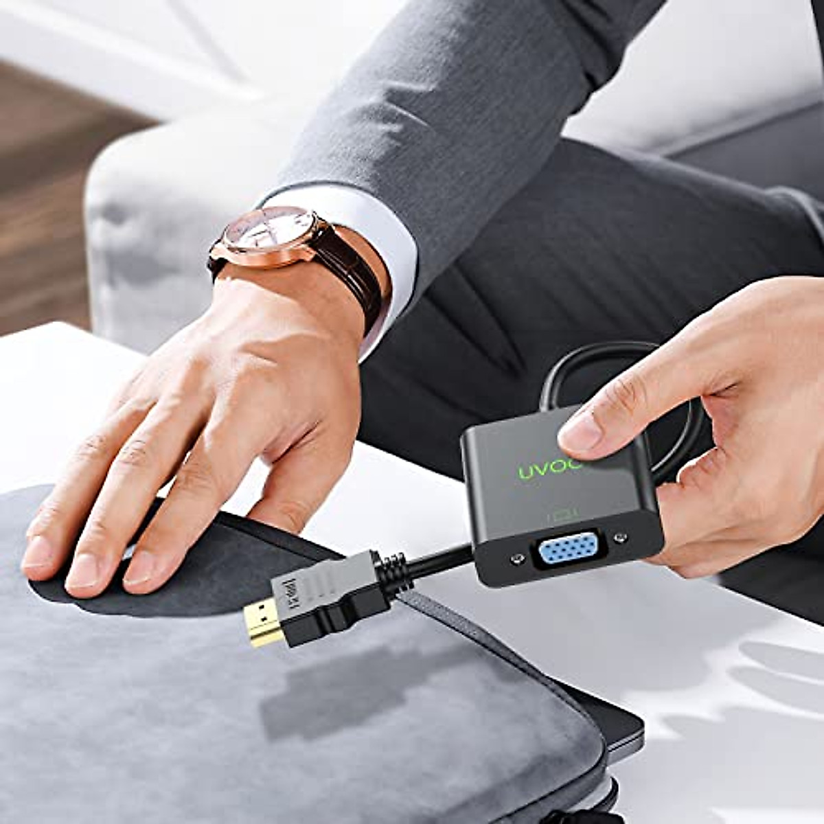 UVOOI HDMI to VGA Adapter, Not Bidirectional HDMI Male to VGA Female Converter 1080P@60Hz for Desktop, Laptop, PC, Projector, HDTV, and More