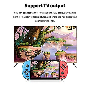 CZT New 5.1-inch Retro Video Game Console Build in 4800 Games of 9 emulators Handheld Portable Game Console Supports MP3/MP4/E-book with Rechargeable Lithium Battery mp3 mp4(Bluered)