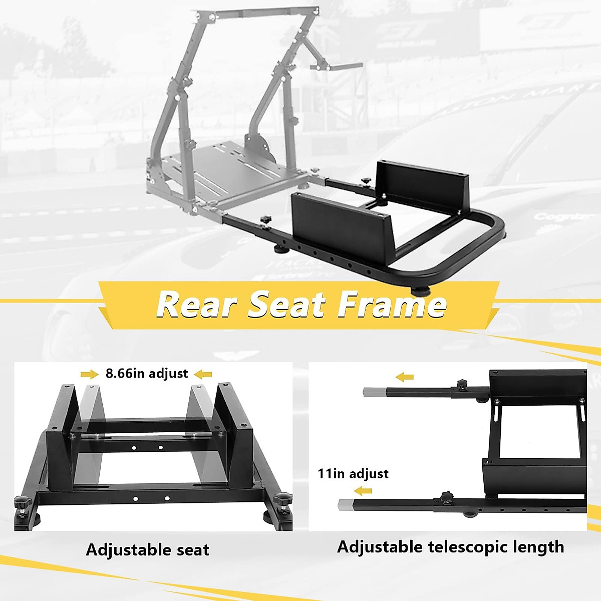Marada Racing Simulator Seat Mounting Frame with Bolts Suitable for Dardoo, Supllueer, Anman Sim Gaming Stand DIY Adjustable & Portable Real Driving & Flying Simulation Split Rear Seat Cockpit