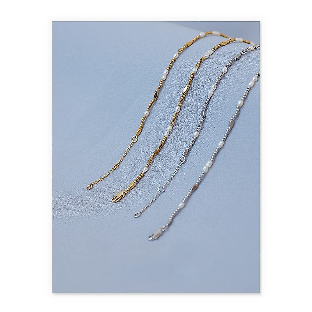 18K Gold Chain Pearl Necklace for Women,Real Gold Freshwater Cultured Pearl Choker Necklace,Jewelry Gifts for Her, Wife, Mom, Girlfriend (Yellow Gold, 18K Gold)