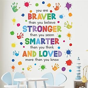 Inspirational Quotes Wall Decals Colorfu Peel and Stick Wall Wallpaper,Motivational Wall Stickers Positive Saying Wall Art & Murals for Nursery Kids Room Preschool Playroom Classroom Decor