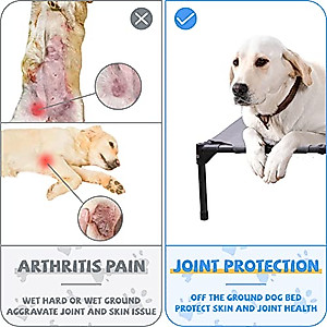 YUNYUDashing Elevated Dog Bed, Portable Raised Dog Bed for Indoor & Outdoor Use, Dog Cot Easy to Install and Clean Non-Slip Rubber Feet, Breathable Mesh, Suitable for Small to Large Dogs, Grey