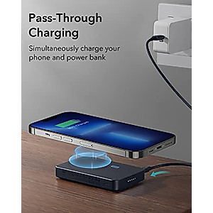 ESR MagSafe Battery Pack (HaloLock), 10,000mAh MagSafe Power Bank with USB-C Cable, Magnetic Wireless Power Bank for iPhone 14/13/12 Series, MagSafe Portable Charger, MagSafe Accessories, Black