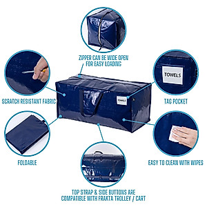 VENO 6 Pack Moving Bags w/Backpack Straps, Moving Boxes & Storage Bins Alternative, Packing Supplies, Camping Accessories Totes for Storage, Dorm Room Essentials Storage Bags (Blue, 6 Pack)