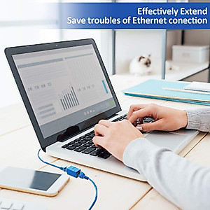 10 Pieces RJ45 Coupler, Ethernet Extension Adapter Network Connector for Cat7/Cat6/Cat5e/Cat5 Ethernet Network Cable Coupler Female to Female (Blue)