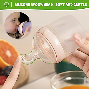 haakaa Gen.3 Silicone Feeding Spoon Bottle Peach (5oz./160ml) - Silicone Food Dispensing Spoon with Dust-Proof Cap, Homemade Food Squeeze Feeder Spoon for 6M+