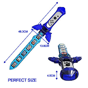 JOYTORN Switch Zelda Sword Compatible with Nintendo Switch,Switch Game Accessories for Zelda Fans,Switch Sports Chambara Sword with Switch Game Card Holder,Birthday School Gift for Boys Girls,Blue