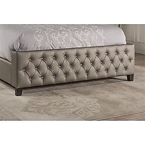 Atlin Designs Modern Faux Leather Upholstered King Panel Bed in Gray