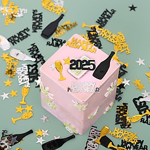 2025 New Year Confetti Happy New Year Party Decoration Wine Bottle Sequins Star Foil Table Scatters for New Year Eve By GotGala, 1.6OZ
