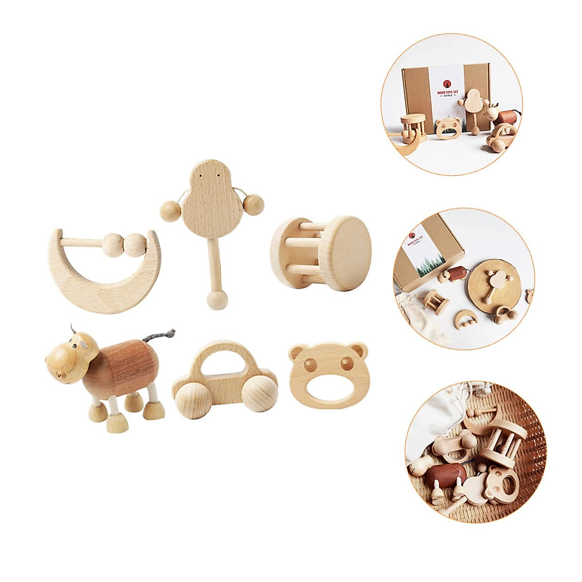 Kisangel 24 Pcs Newborn Baby Hand Bell Toddler Hand Rattle Hand Rattle Toy Lovely Rattle Wooden Hand Rattle Toddler Toy Baby Plaything Musical Instrument Baby Hand Rattle Baby Toy