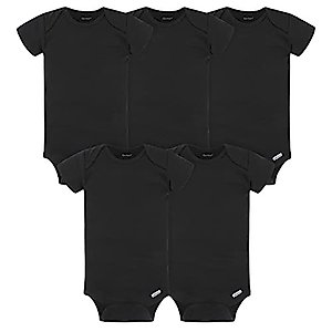 Gerber Baby 5-Pack Solid Onesies Bodysuits, Black, 12 Months