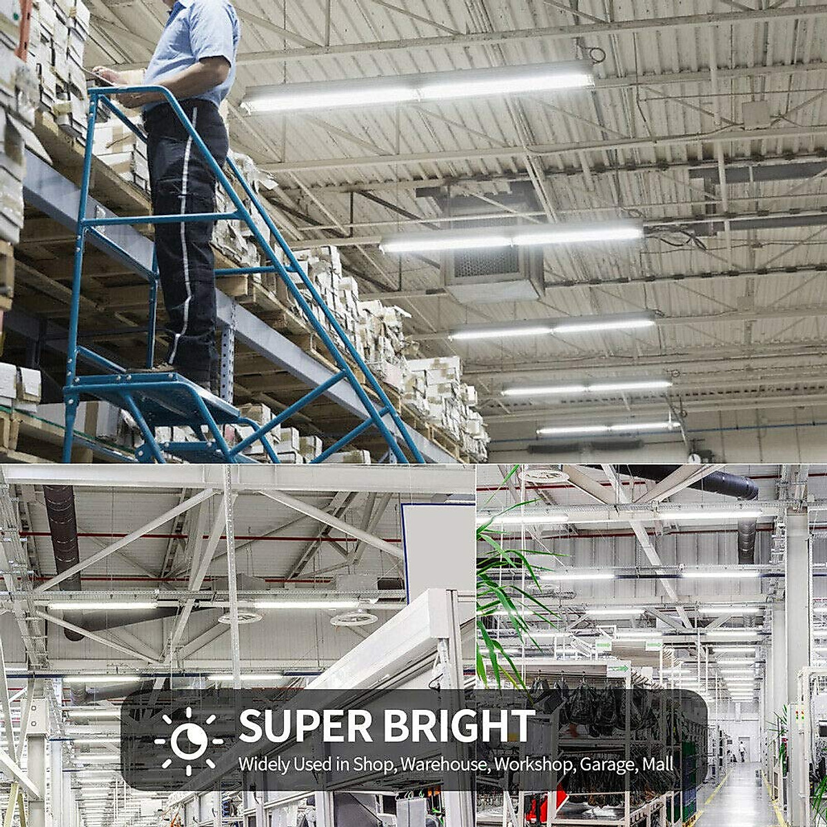 TOPTRONED (20-Pack) LED Shop Light, 4FT 75W 9000LM 6000K, Cold White, U Shape, Clear Cover, Hight Output, Linkable Shop Lights, T8 LED Tube Lights, LED Shop Lights for Garage 4 Foot with Plug