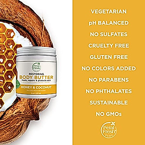 Petal Fresh Pure, Restoring Body Butter, Heals, Repairs & Protects Skin with Honey & Coconut Oil, 8 Fl oz