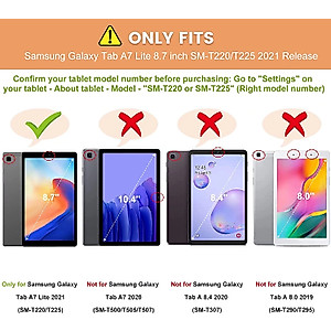 YUNHOTIC Case for Samsung Galaxy Tab A7 Lite 8.7 inch [ SM-T220/T225/T227 ] 2021 Model, Premium PU Leather Folding Stand Cover with Pen Holder & Multiple Viewing Angles - Purple Butterfly