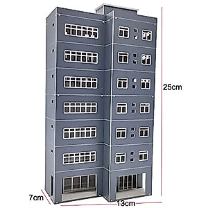 ATINGSHOKB HO Scale Building 1:87 DIY Train Railway Modern Tall Business Buildings Office House Assembled Architectural for Model Train Layout (Gray)