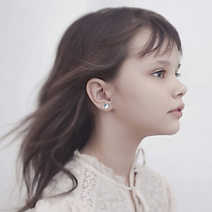 Milacolato 925 Sterling Silver Moonstone Stud Earrings 14K Gold Plated Synthetic Round Shape Moonstone Stud Earrings Small Stud Earrings for Women 6MM