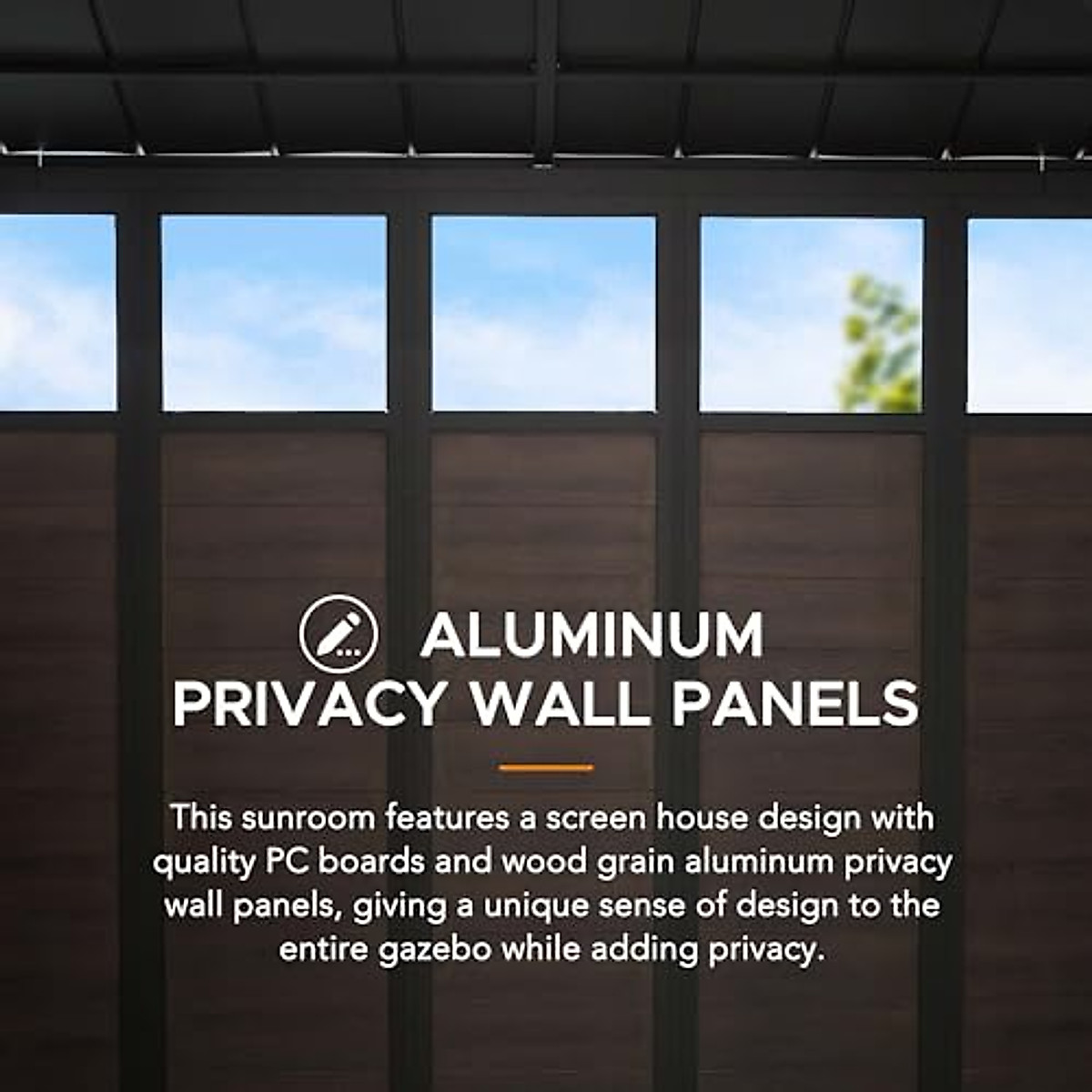 Sunjoy Outdoor Sunroom 11 ft. x 11 ft. Black Hardtop Gazebo, Rust-Resistant Aluminum Sunroom Multipurpose Studio/Hot Tub Shelter with PC Board Skylight and Mute Lock Doors by SummerCove