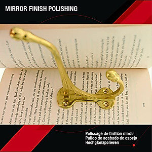 ZhongWang Hardware HB003 Bright Brass Coat & Hat Big Double Hooks/Abrigo y Sombrero de latón Brillante ganchos dobles Grandes