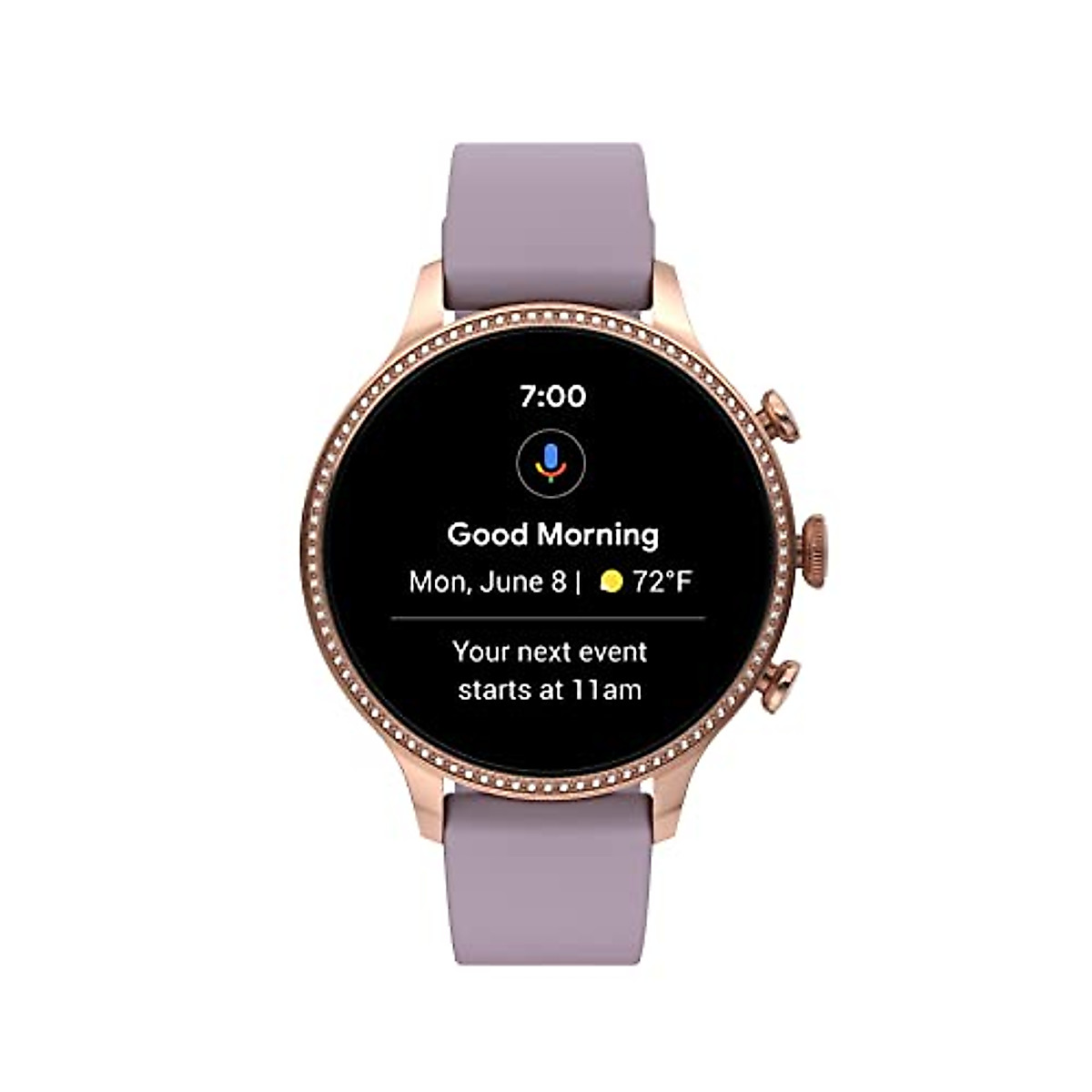 Fossil Unisex Gen 6 42mm Stainless Steel and Silicone Touchscreen Smart Watch,Fitness Tracker, Color: Rose Gold, Purple (Model: FTW6080V)