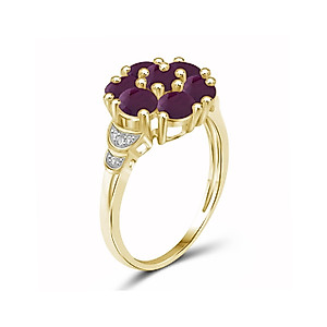 JEWELEXCESS 2.30 CTW Ruby & Accent White Diamonds Ring in 14K Gold Over Silver